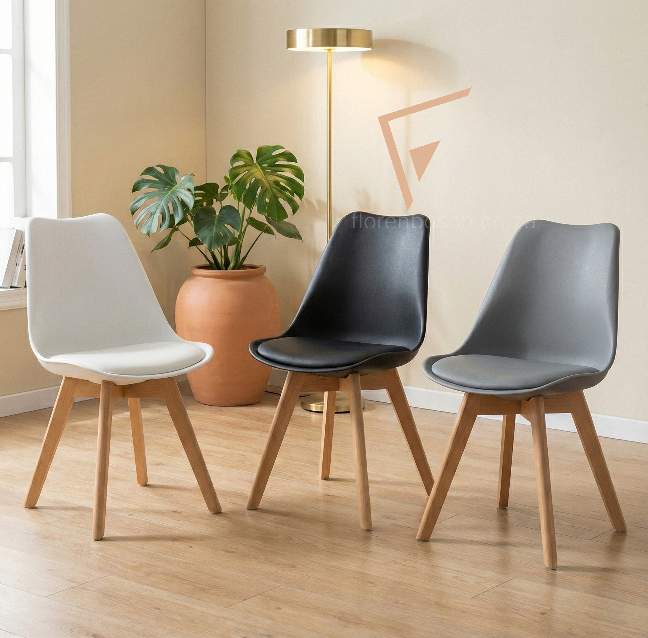 Nordic Scandi-Style Dining Chair with Soft Cushion Seat – Solid Wood ...